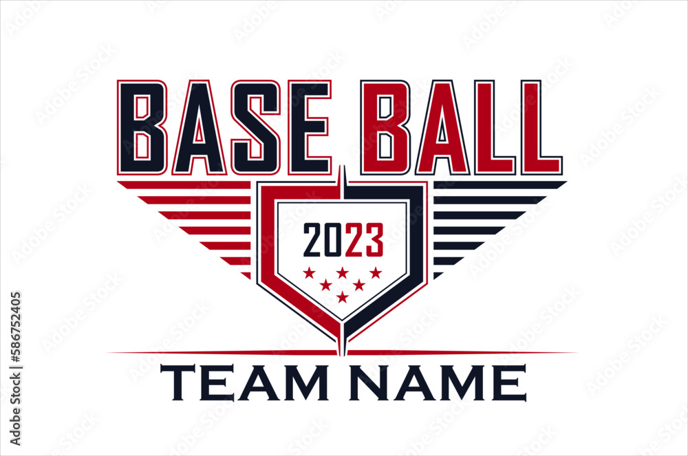 Baseball team design isolated on white background. School spirit shirts ...