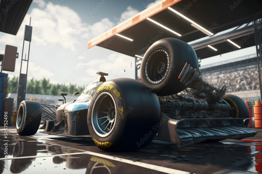 pit stop workers and engineers maintaining technical service for a ...