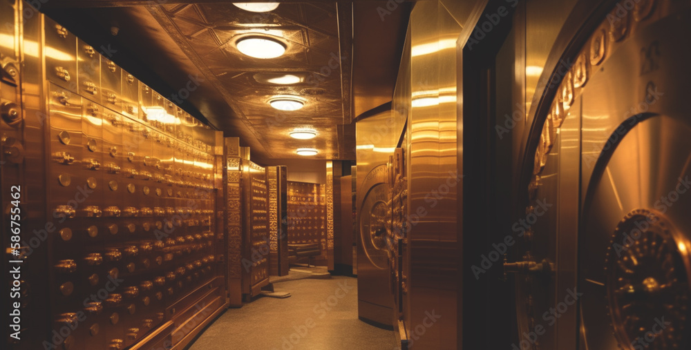 Safe deposit boxes room in bank vault. Inside in Bank vault room with ...