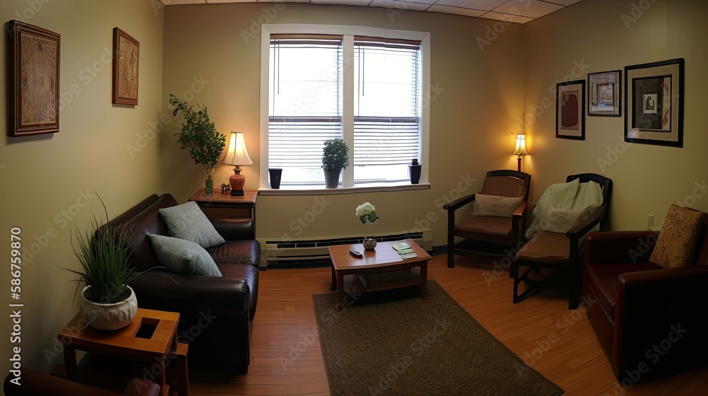 Cozy contemporary waiting room lobby interior design. Generative AI ...