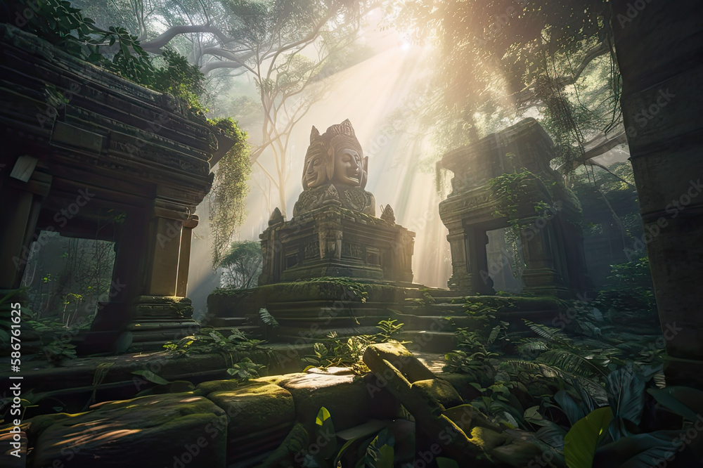 Ancient Ruined Jungle Temple Stock Illustration | Adobe Stock