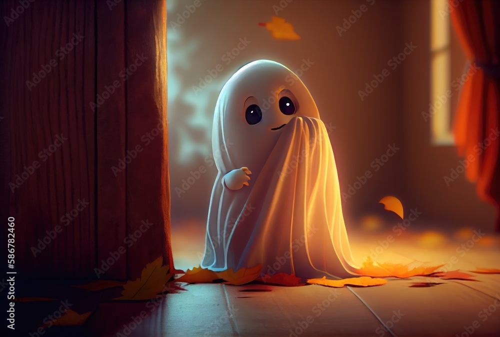 Cute spooky fabric ghost doing hide and seek in Halloween party ...