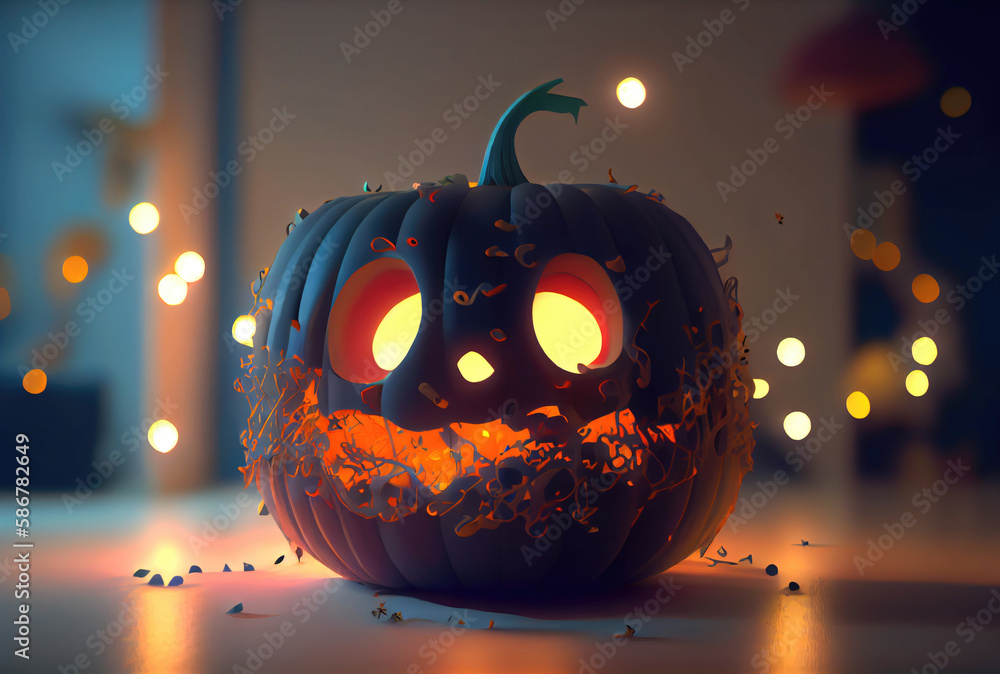 Jack O Lantern pumpkins lantern decorated in the Halloween party at the ...