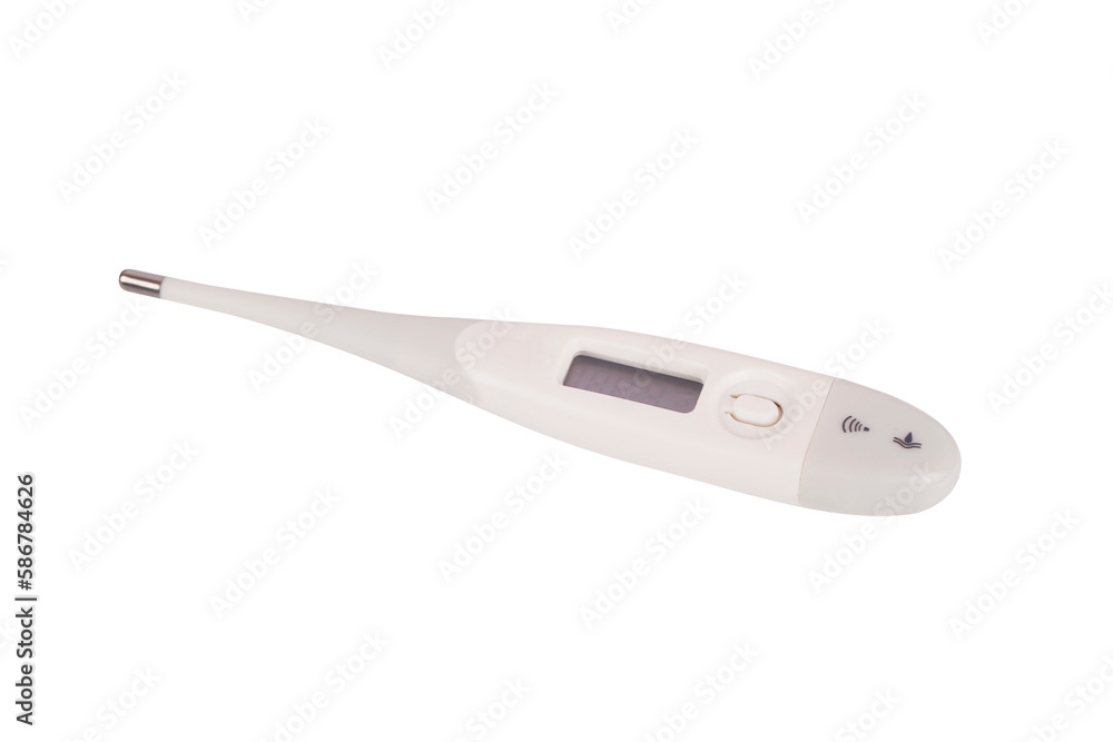 Medical Digital Thermometer On White Background For Oral Rectal And