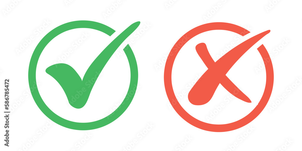 Checkmark and cross icons. Vector graphic illustration. For website ...