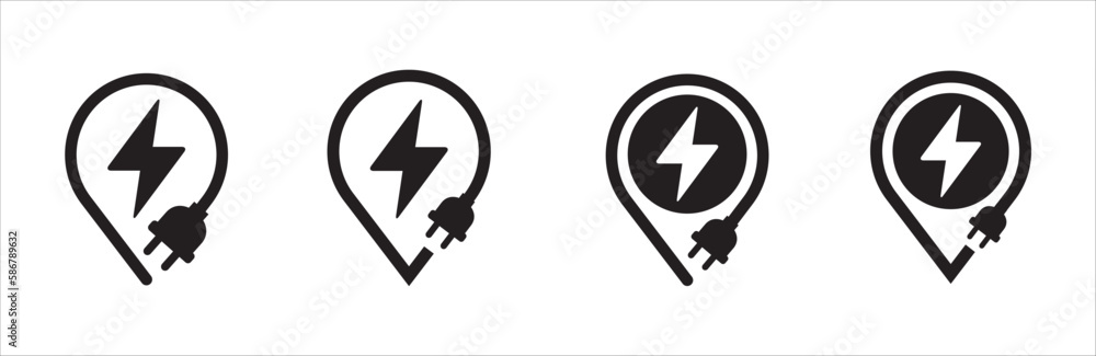 Electrical power icon. Electric power source sign. Lightning bolt ...