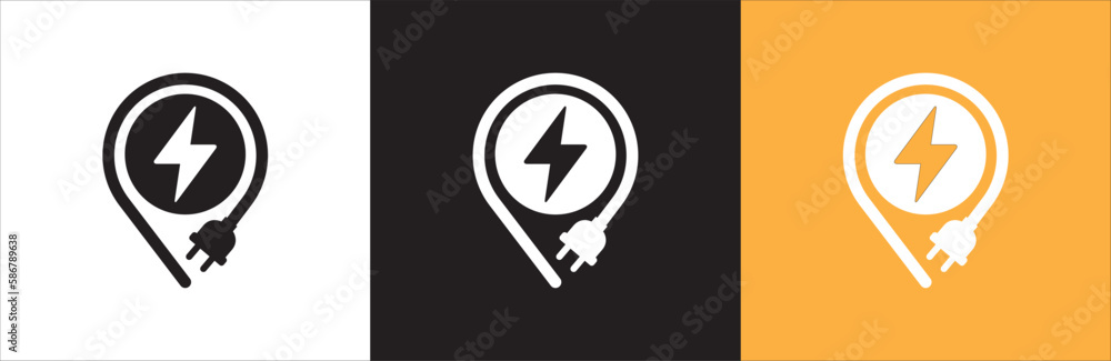 Electrical power icon. Electric power source sign. Lightning bolt ...