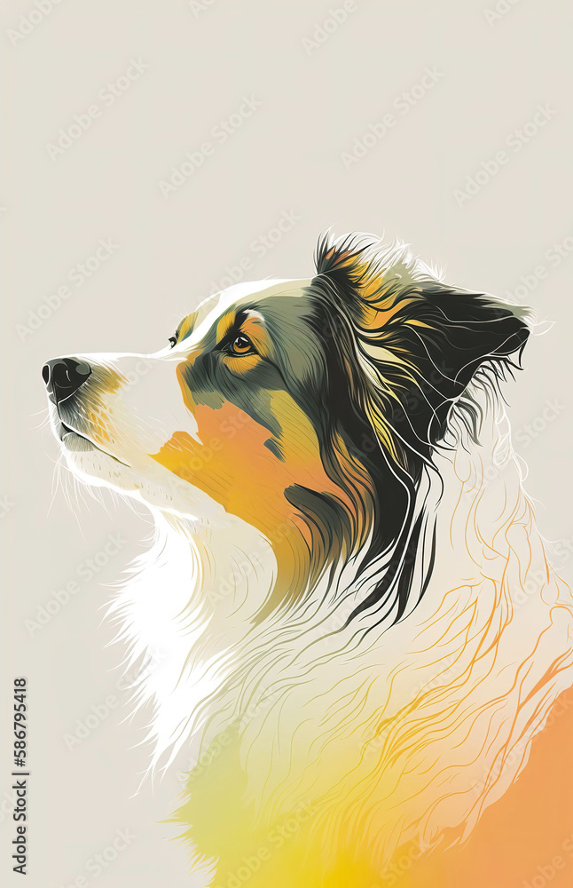 dog puppy pet illustration line drawing template banner realistic cute ...