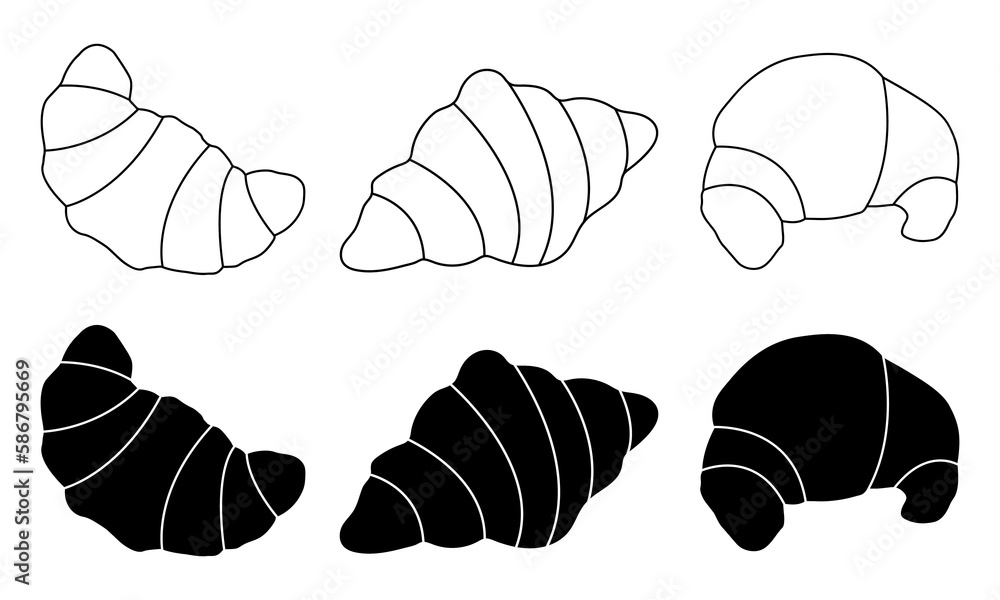 Simple croissant logo, badges, labels, icons and stickers for bakery ...