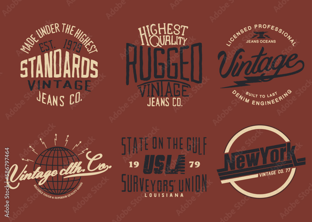 Vintage standard typography, rugged vectors, Vintage logo set, Globe ...