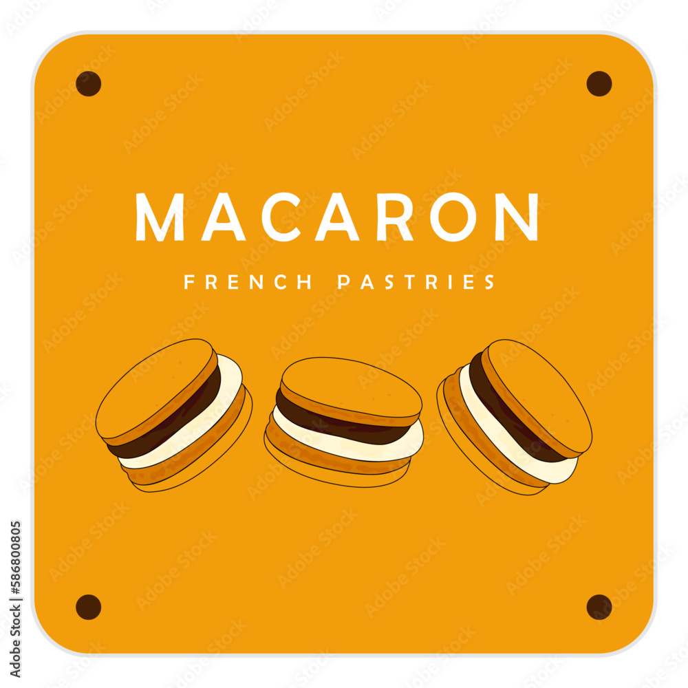 Simple macaron homemade, macaron shop and bakery, pastry logo, badges ...