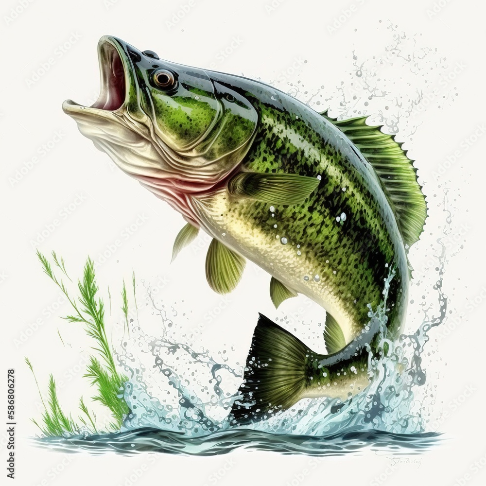 A Picture of Serenity and Adventure, Bass Fishing Hunting, Isolated on ...