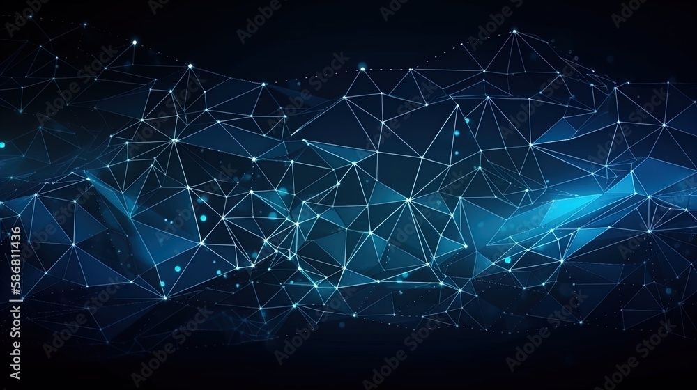 Blue Gradient Digital Polygons: A Network Grid Fusion background ...