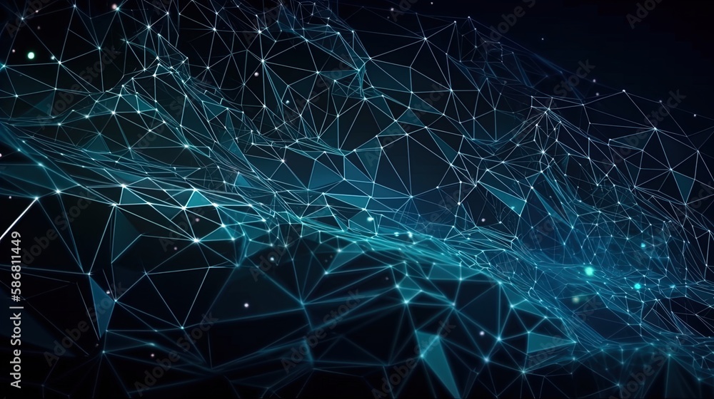 Blue Gradient Digital Polygons: A Network Grid Fusion background ...