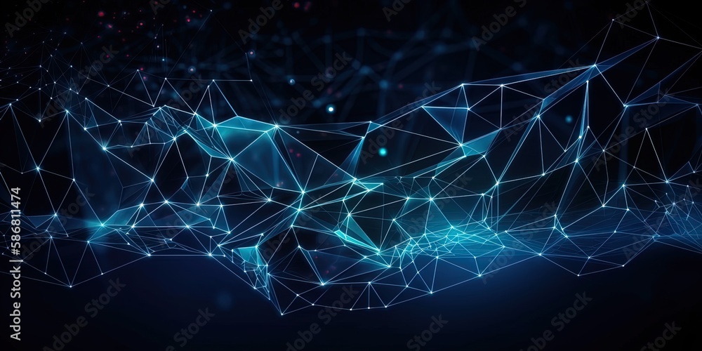 Blue Gradient Digital Polygons: A Network Grid Fusion background ...