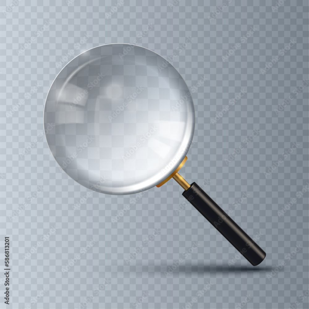 Realistic magnifier isolated on transparent background. Vector 3d ...