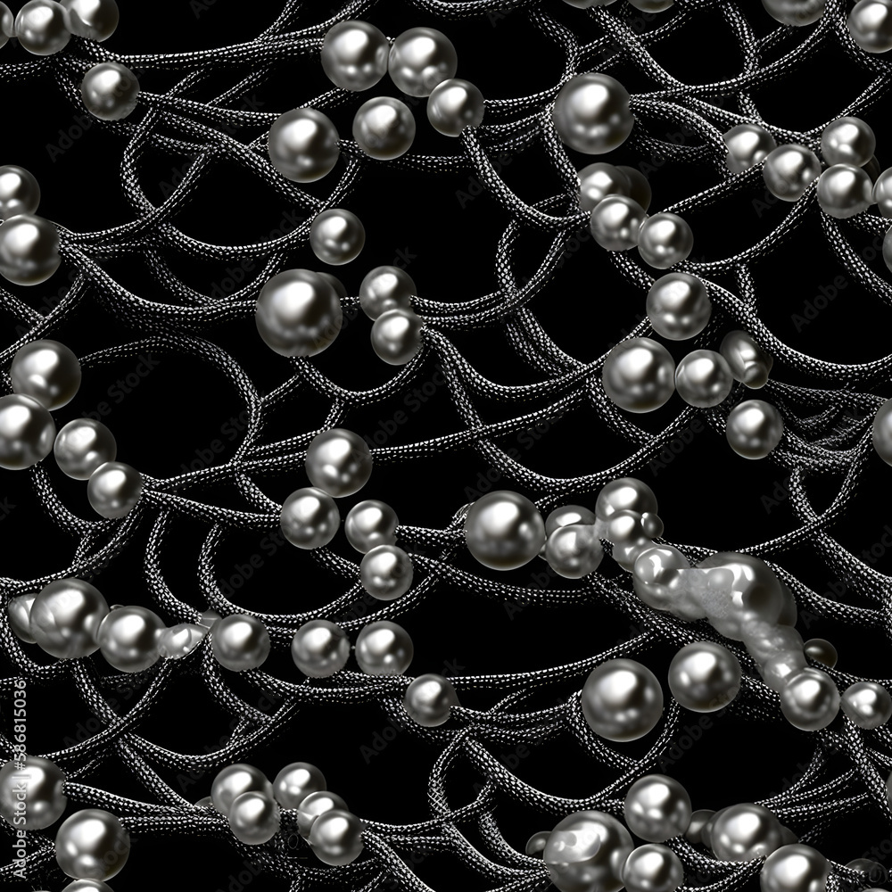 pattern of strands of a pearl necklace flowing at random intertwining ...
