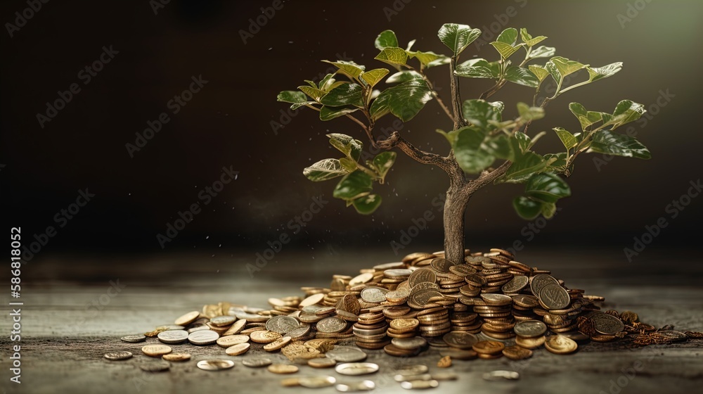 Financial Growth Concept of a Money Tree: Tree Sprouting from Money ...