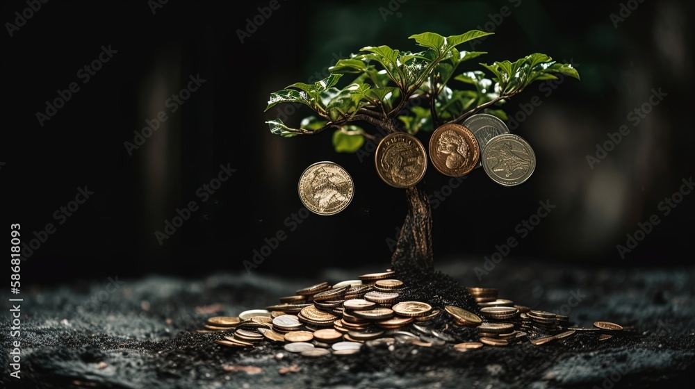 Financial Growth Concept of a Money Tree: Tree Sprouting from Money ...