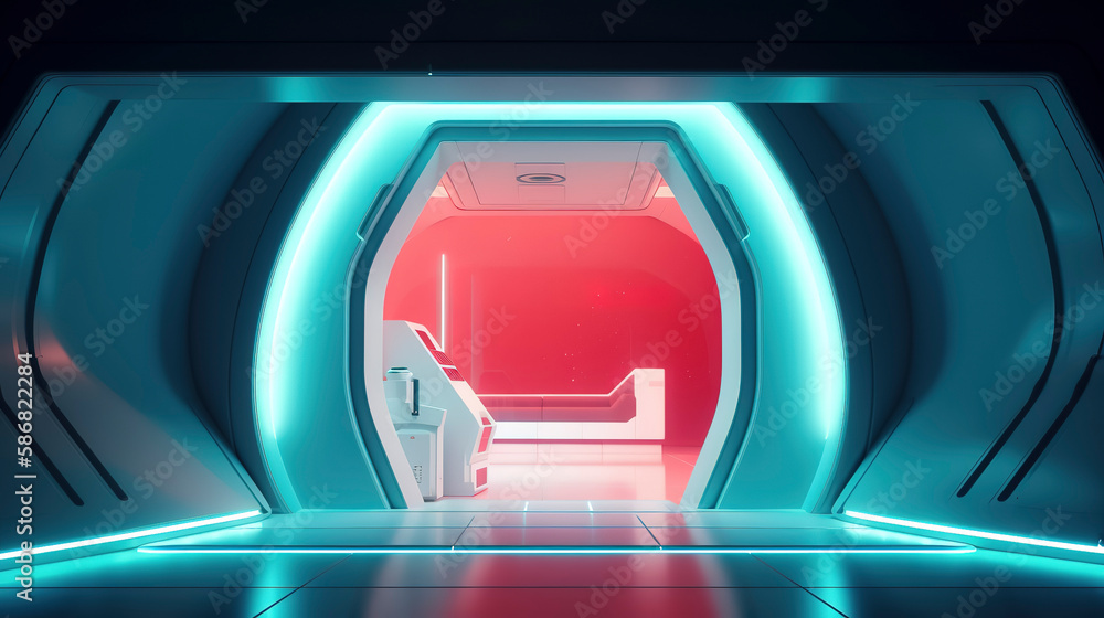 minimal room backdrop, home office inside minimal spaceship interior ...