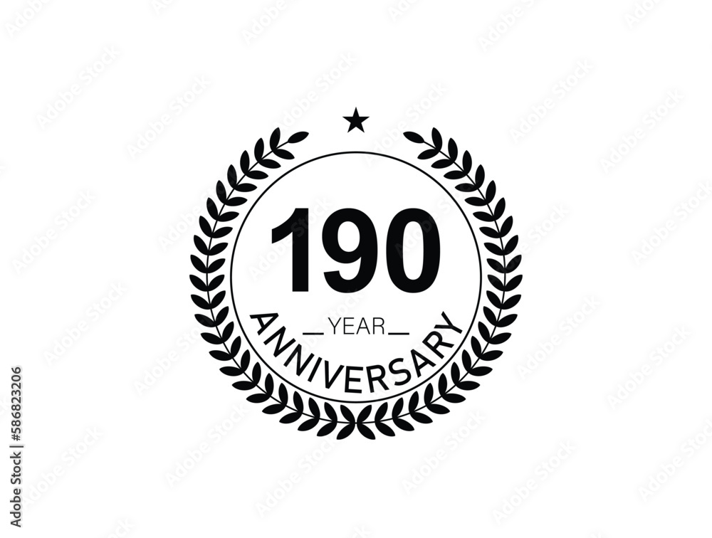 190 years anniversary logo template isolated on white, black and white ...