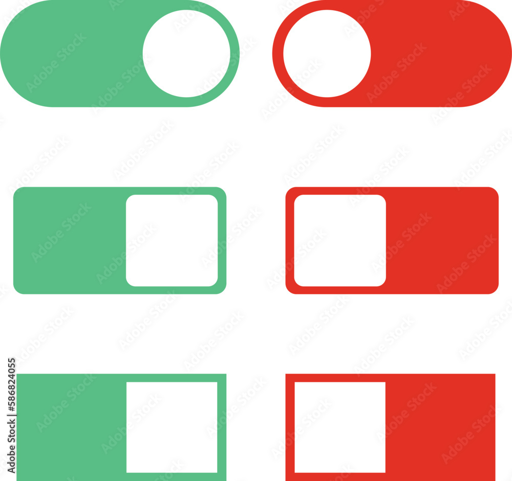 Toggle vector switch slider button. on off. mobile phone ui interface ...