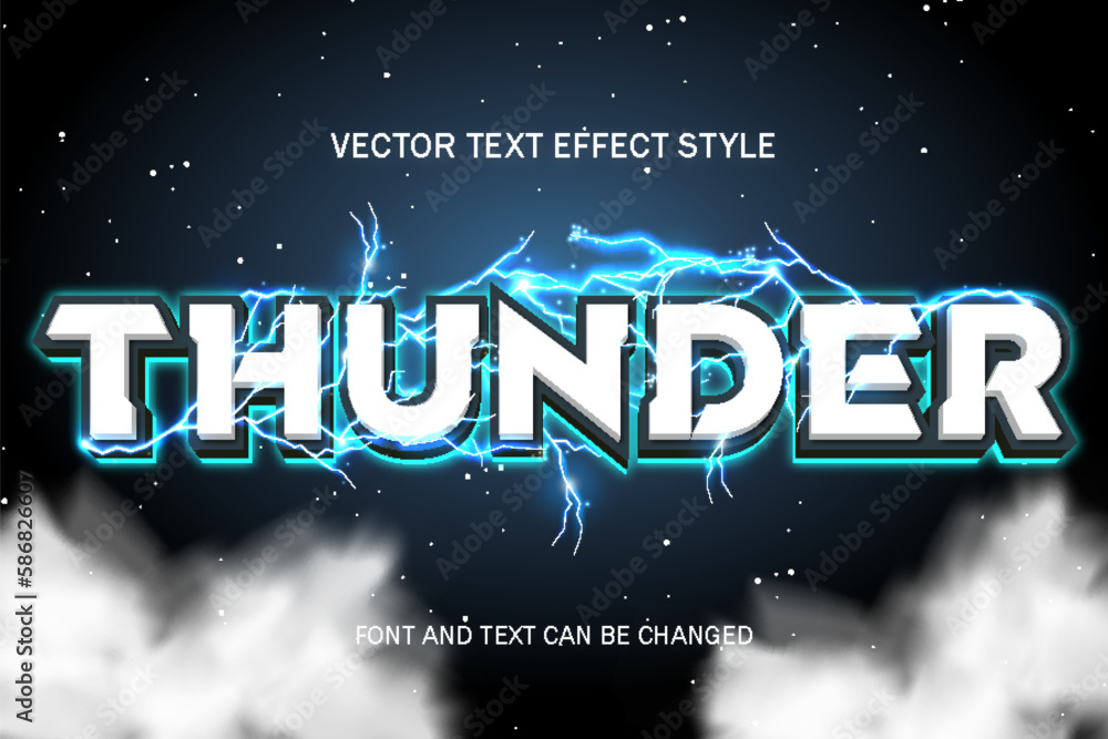 thunder bold flash lightning typography lettering editable text effect ...