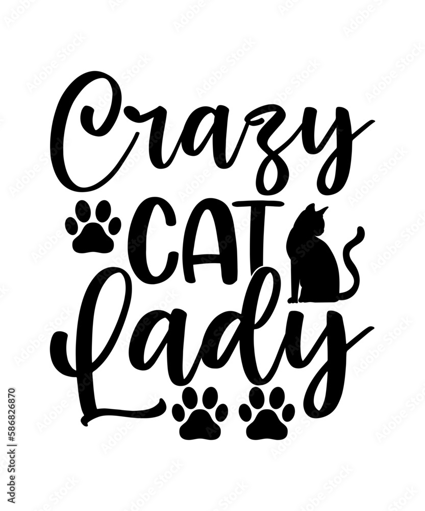 Vetor de Funny Cat SVG Bundle, Cat SVG, Kitten SVG, Cat lady svg, crazy ...