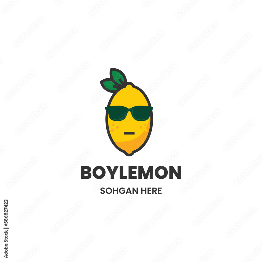 boy lemon logo, lemon geek logo, lemon fruit combine with glasses logo ...