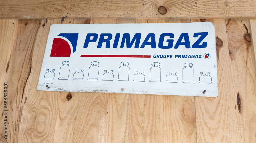 primagaz panel logo sign and text brand presentation for store sale of ...
