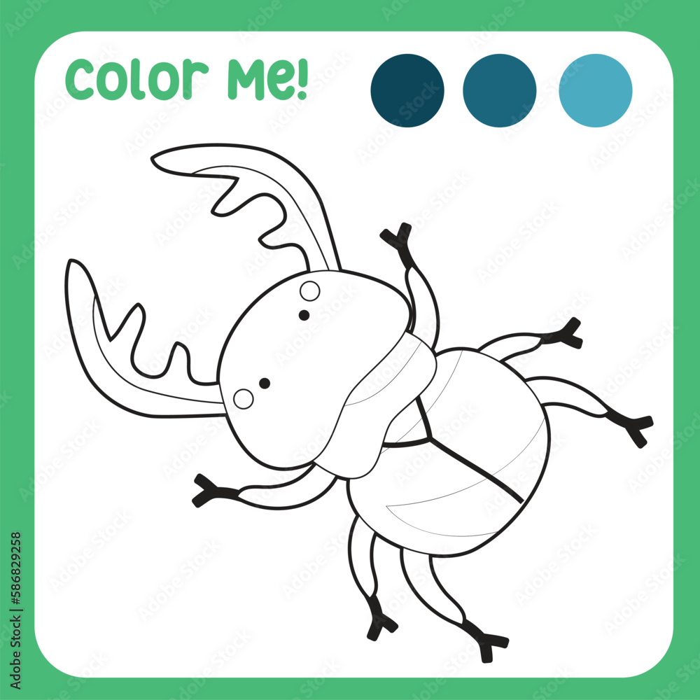 Colour me: colouring page kids with insects theme a cute termite ...