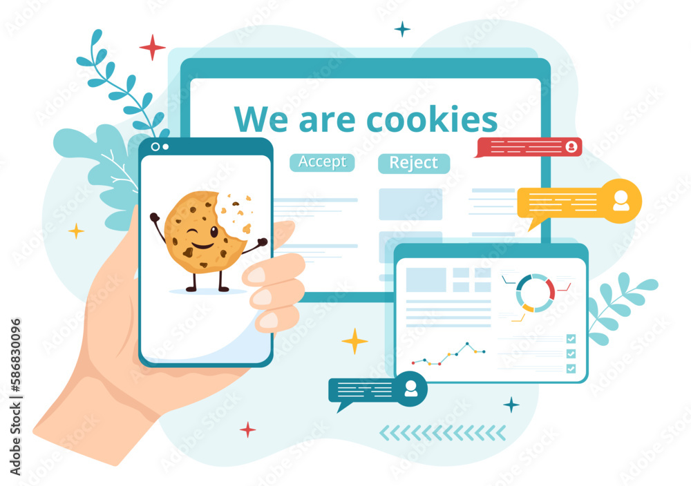 Internet Cookies Technology Illustration with Track Cookie Record of ...