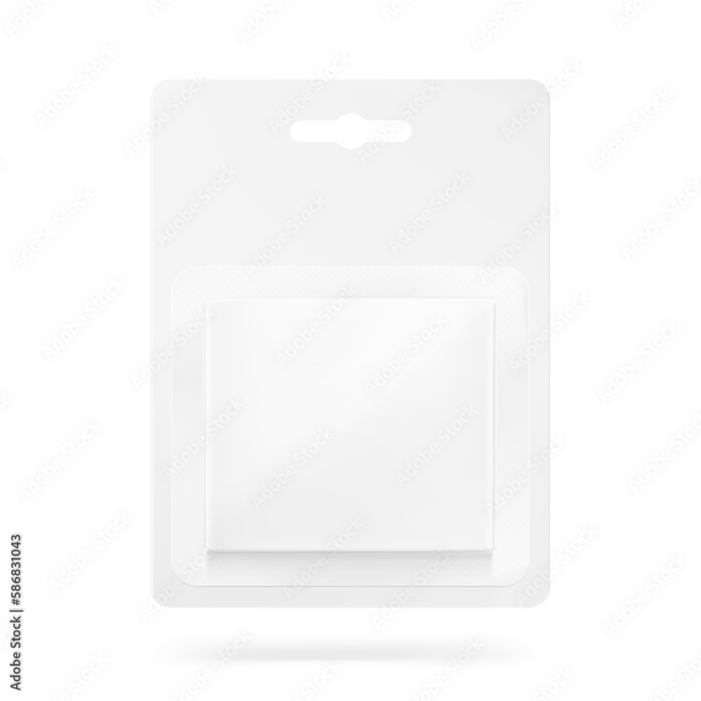 Blister package mockup. Front view. Vector illustration isolated on ...