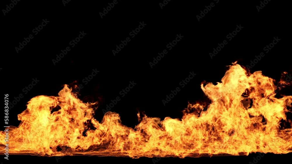 Vidéo Stock A blazing bright wildfire on ground surface on black ...