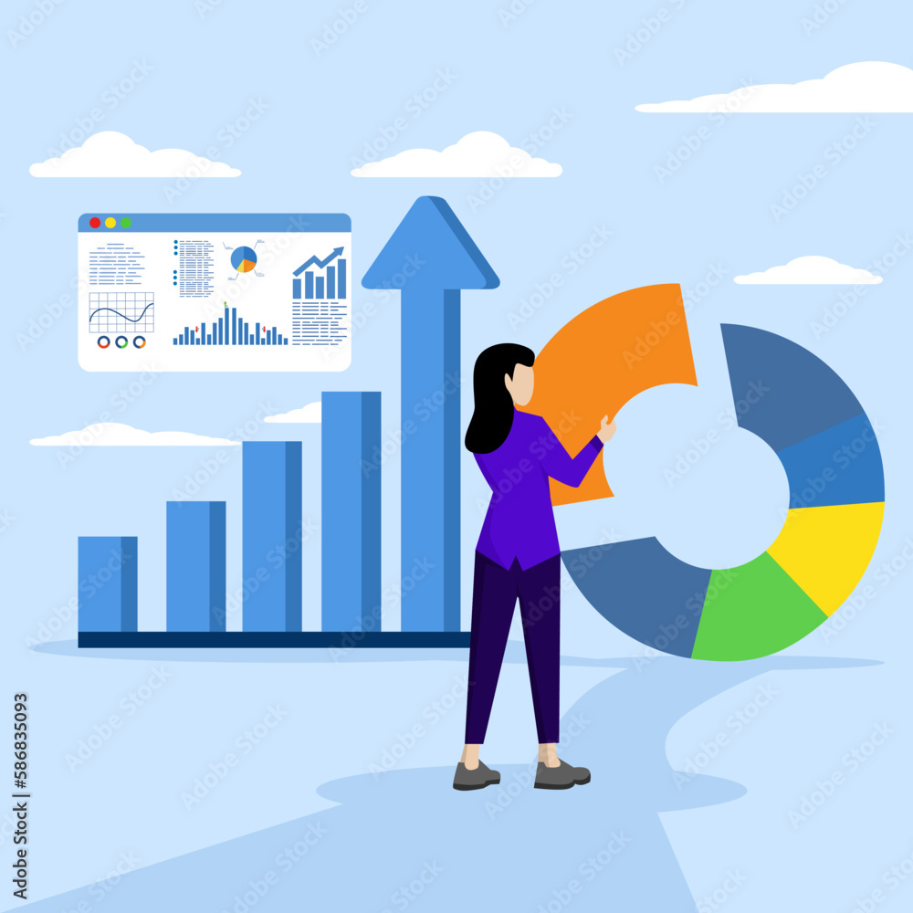 Investment asset allocation and balance concept. Female investor or ...