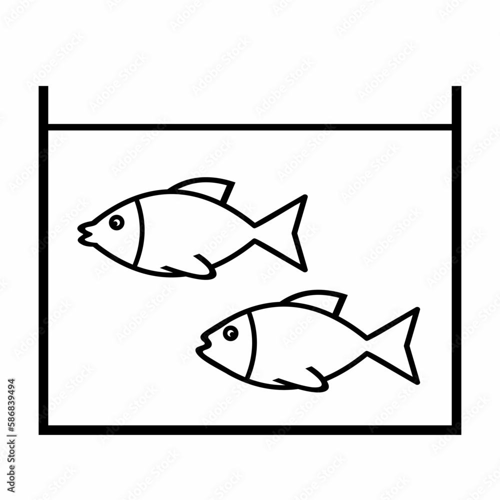 fish in the aquarium, vector symbol, illustration, transparent ...
