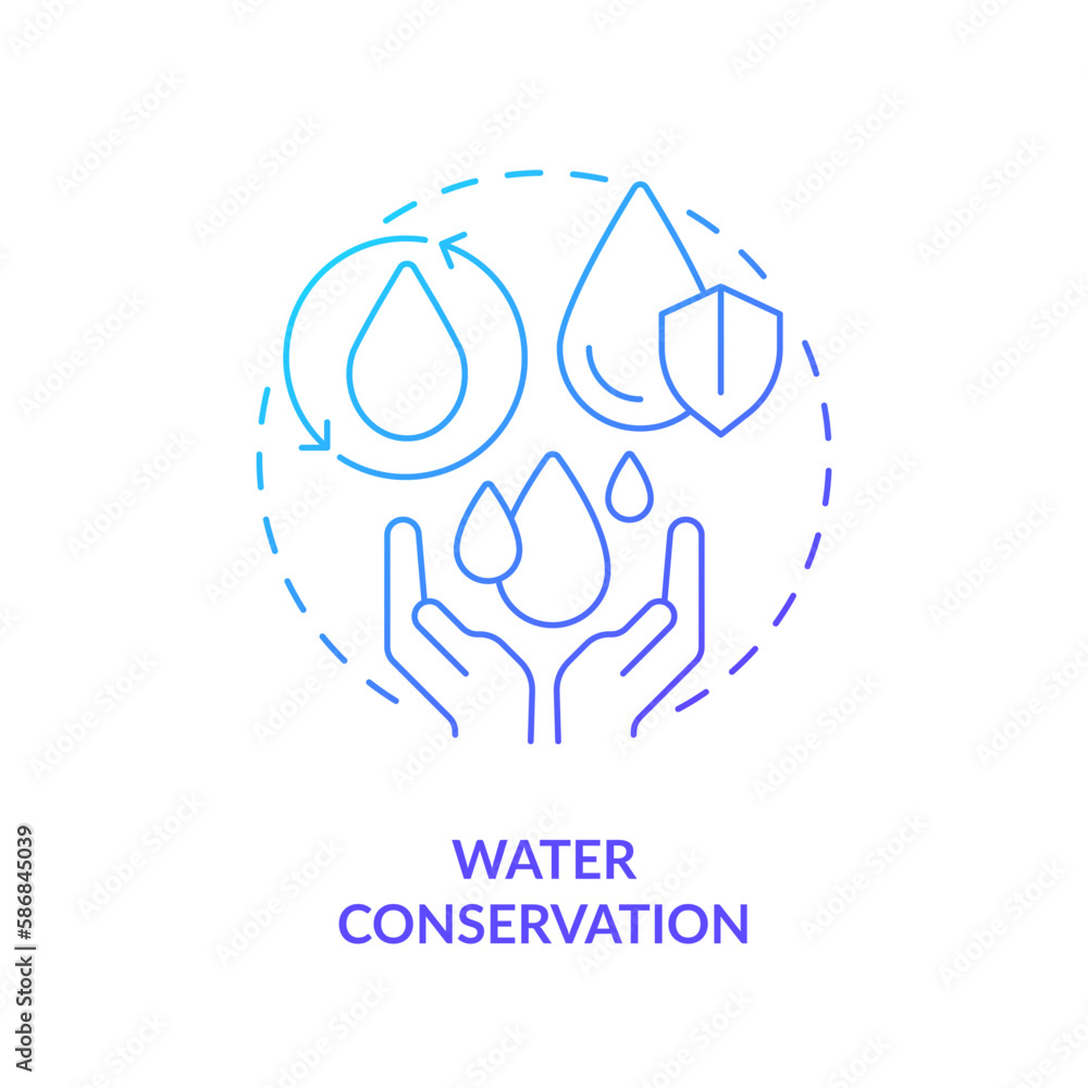 Water conservation blue gradient concept icon. Hydrosphere protection ...