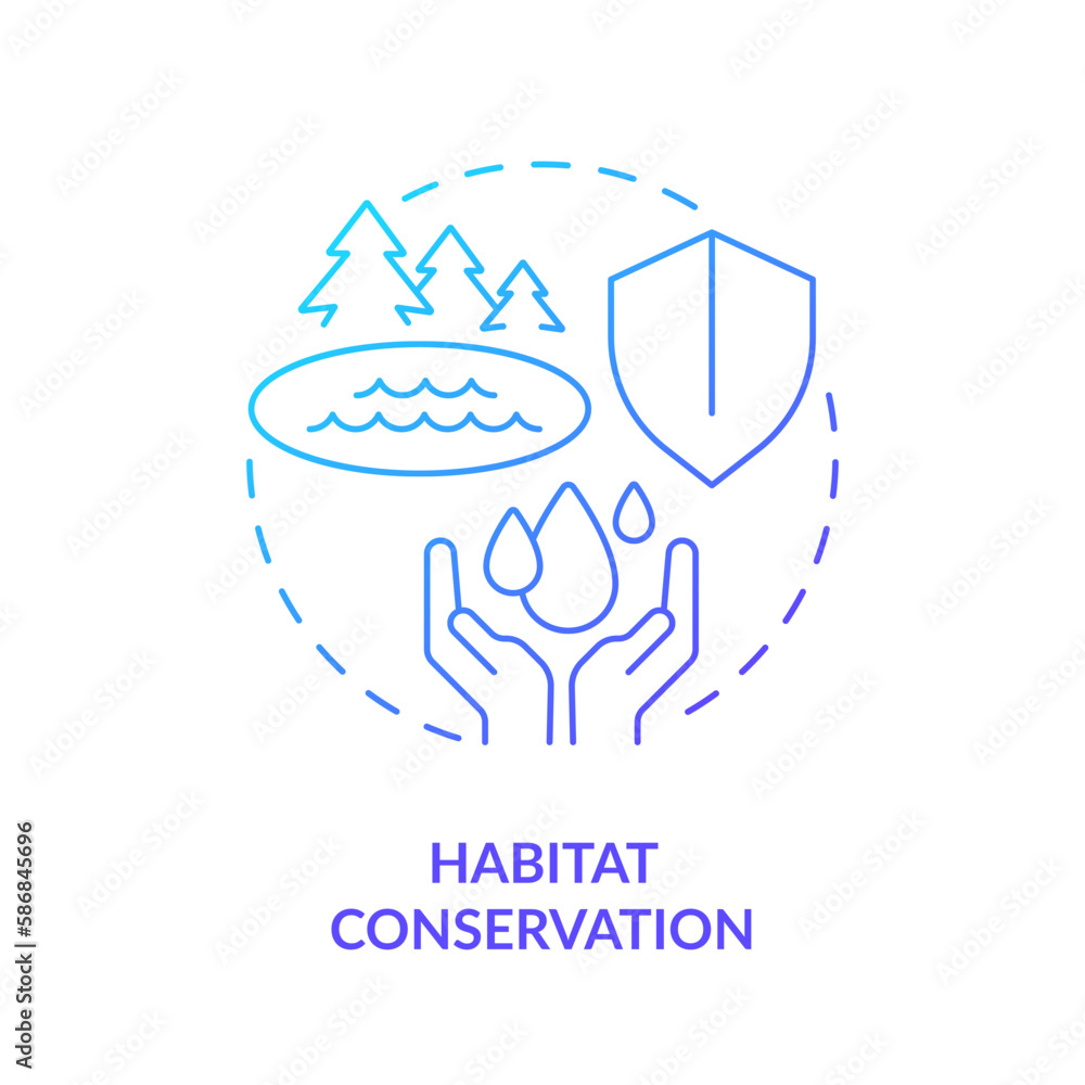 Habitat conservation blue gradient concept icon. Preserve freshwater ...