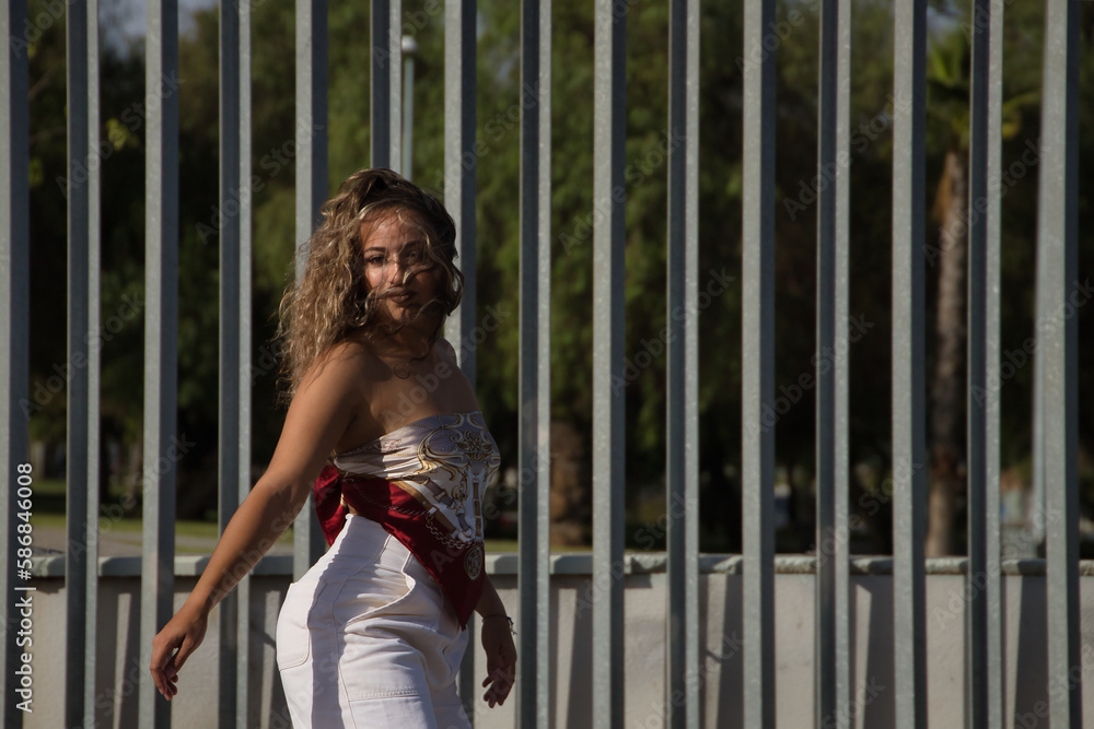 Latin and Hispanic girl, young and beautiful, dancing modern dance in ...