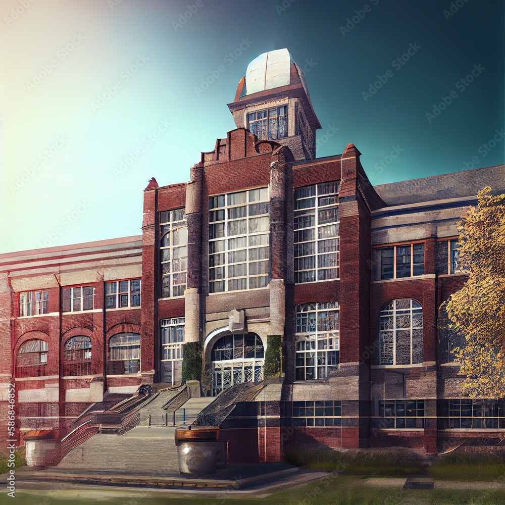School building educational institution, created with generative ai ...