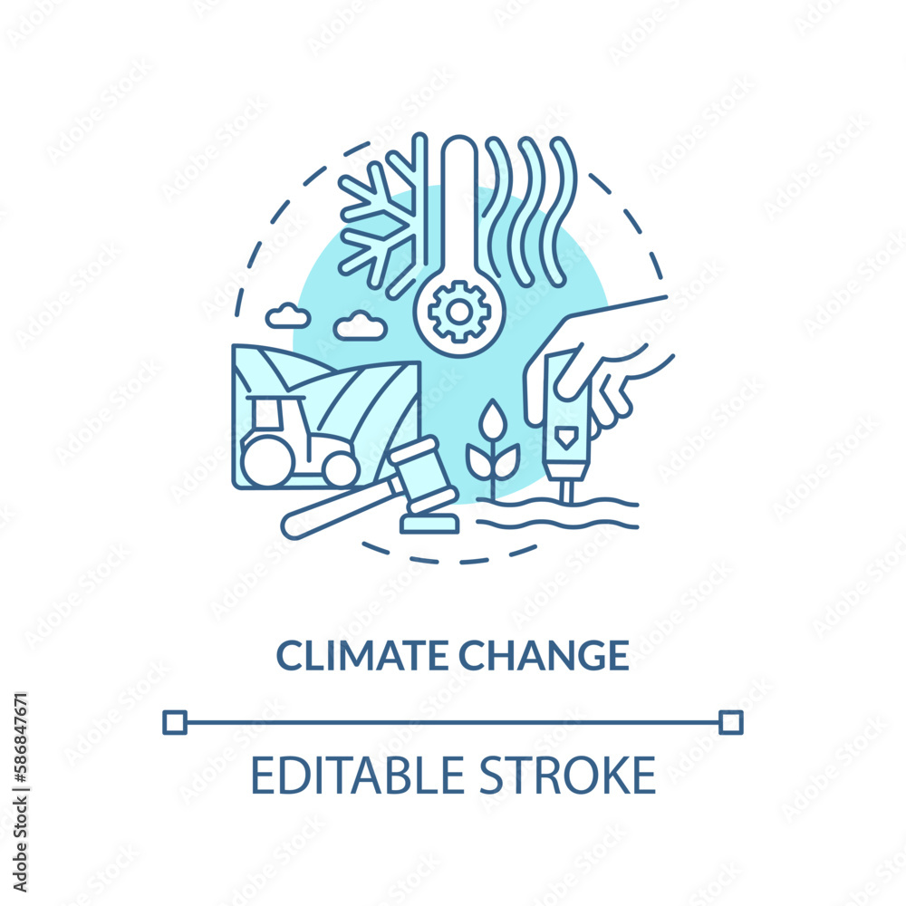 Climate change turquoise concept icon. Environment. Agriculture policy ...