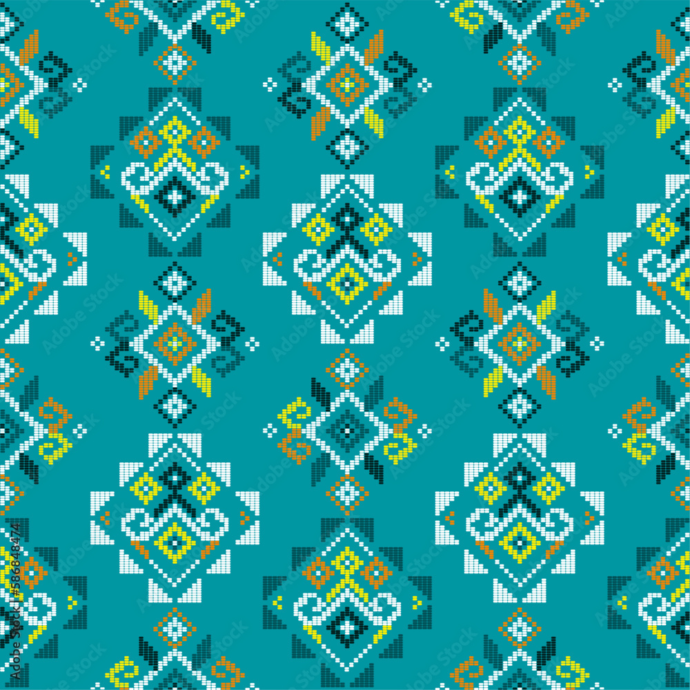 Filipino folk art Yakan waving cloth inspired vector seamless textile ...