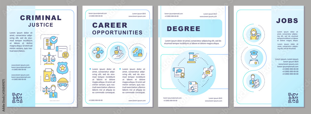 Criminal justice light blue brochure template. Career. Leaflet design ...