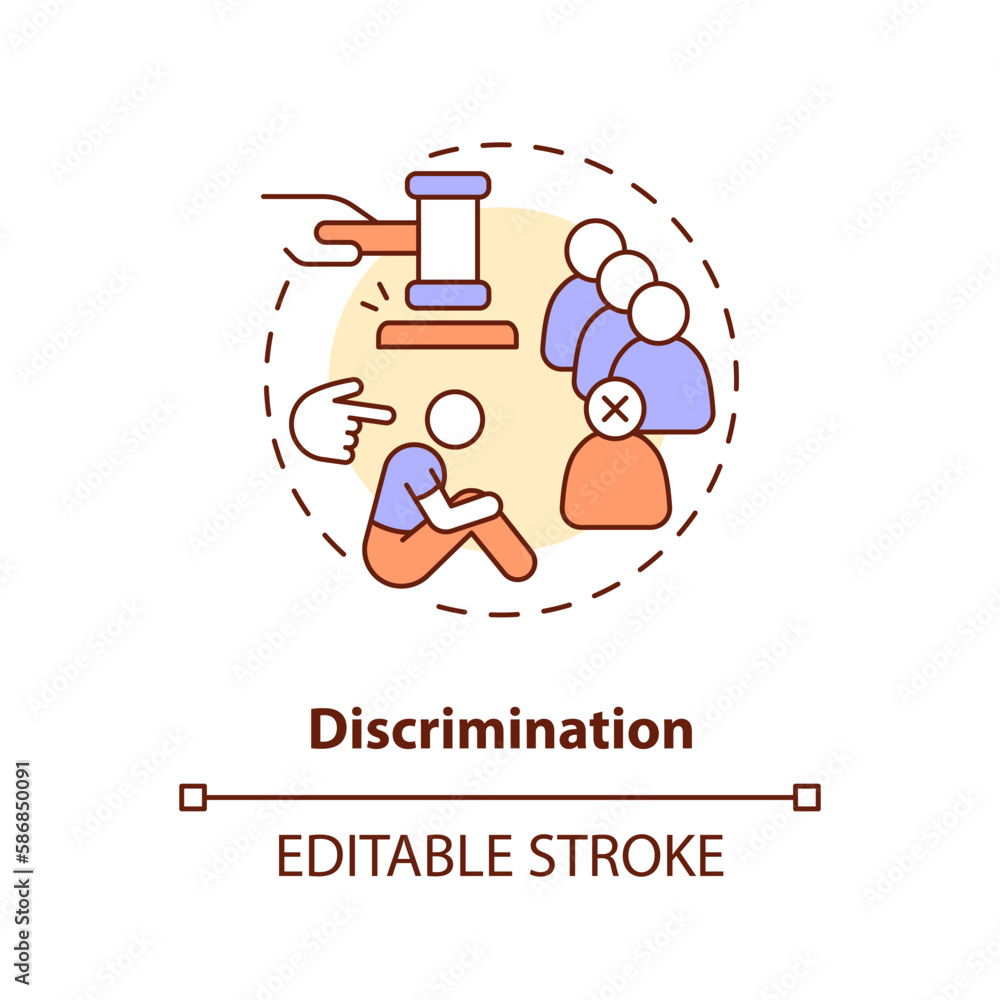 Vetor de Discrimination concept icon. Social exclusion. Intolerance ...