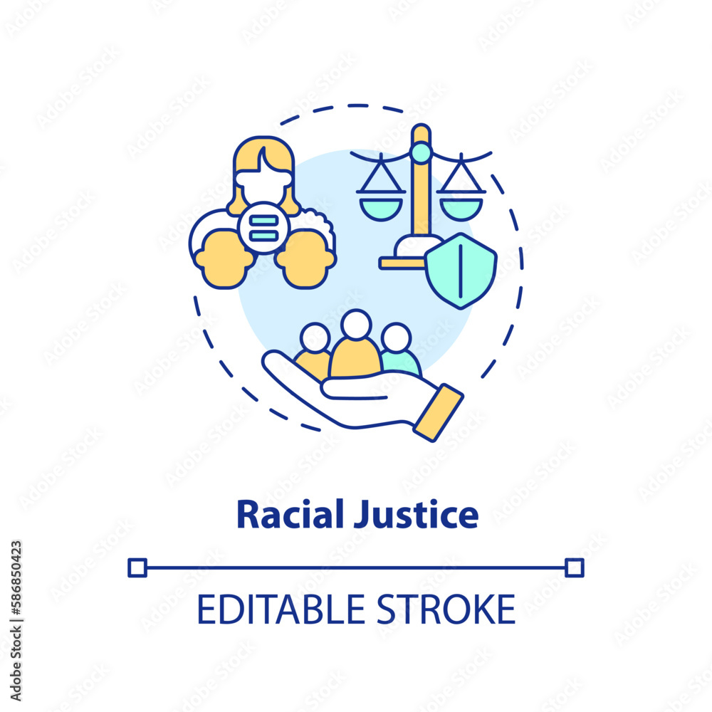 Racial justice concept icon. Discrimination prevention. Social justice ...
