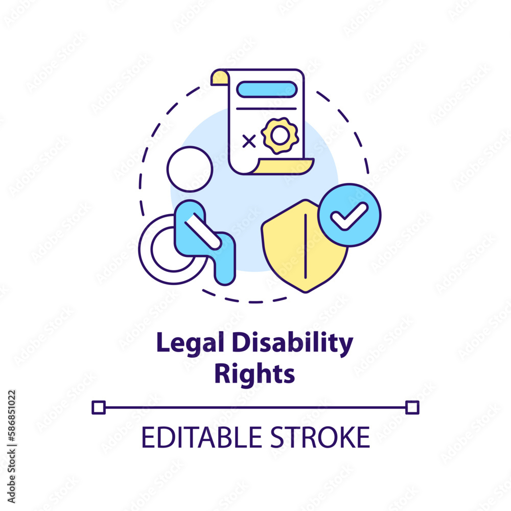 Legal disability rights concept icon. Discrimination prohibition. Law ...