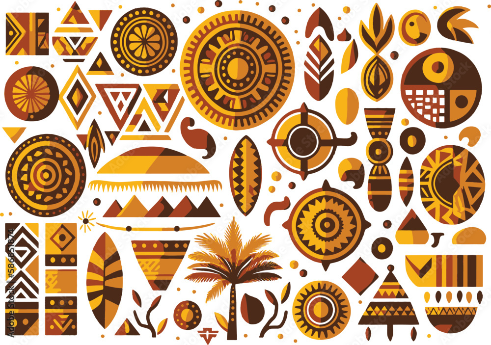 African Folklore Symbol Vector Illustration: Ethnic Tribal Traditional ...