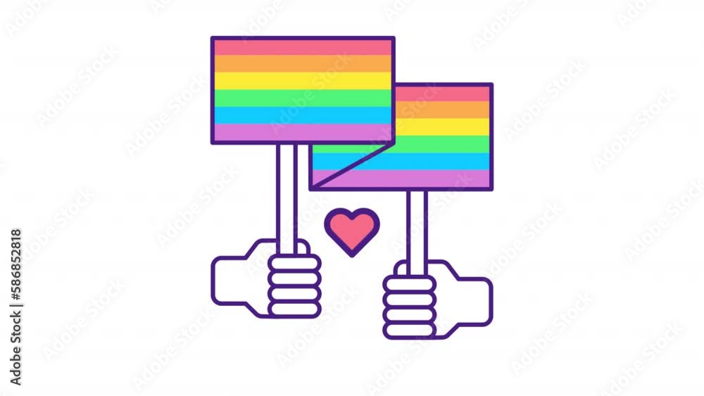 Vidéo Stock LGBT pride color icon animation. People carrying rainbow ...