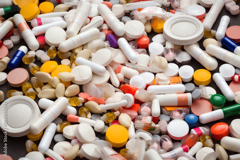 Medicine, healthcare industry, and drug trafficking concept. Drugs and ...