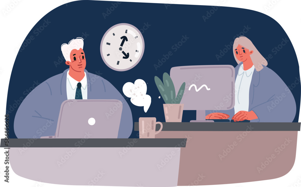 Cartoon vector illustration of Casual teamwork. People working together ...